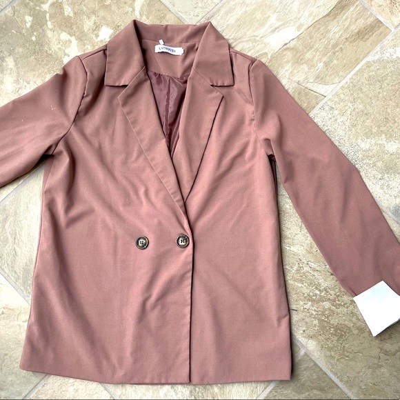 Jackets & Coats | Taupe Beige Override Blazer With White Lapels | Poshmark